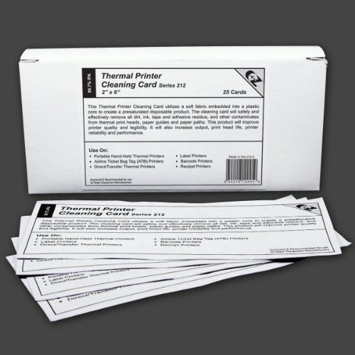Thermal Printer Cleaning Card 2âx6â - 50.8mm x 152.4mm (25 cards)