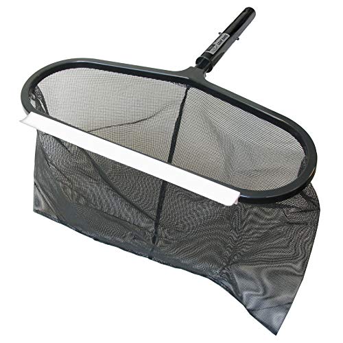 Poolmaster 21182 Premier Collection Solid-Core Aluminum Swimming Pool Leaf Rake with Durable Fine-Mesh Net, Medium, Silver