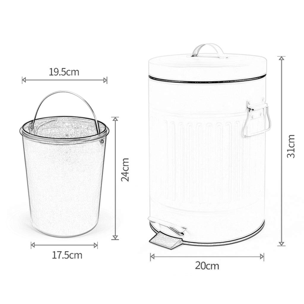 Trash can Retro Step with Lid Large Trash Bin Bathroom Garbage Can Large Wastebasket for Kitchen, Living Room,Bedroom,Office Soft and Quiet Lid Close (Color : Purple)