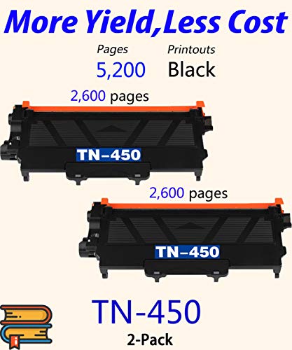 ColorPrint Compatible Toner Cartridge Replacement for Brother TN450 TN-450 TN420 Used for HL-2270DW HL-2280DW HL-2230 HL 2240D MFC-7860DW MFC 7360N 7460DN DCP 7065DN 7060D Printer (2-Pack, Black)