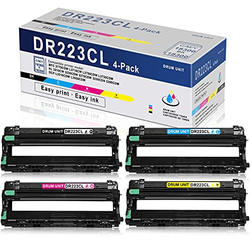 4PK (1BK+1C+1M+1Y) High Yield Drum Unit DR223CL DR-223CL Compatible Replacement for Brother MFC 3770CDW L3710CW L3750CDW L3730CDW HL 3230CDW 3270CDW 3230CDN 3290CDW DCP L3510CDW L3550CDW Printer