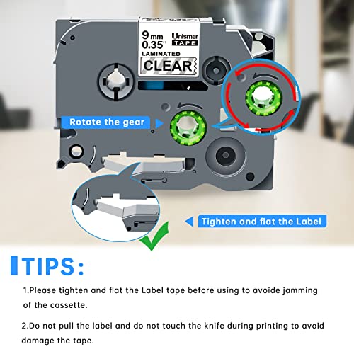 Unismar Compatible for Brother TZe-121 TZe121 TZ121 TZ 9mm 0.35 Laminated Black on Clear Label Maker Tape for Brother Ptouch PTD200 PTD210 PTD220 PT-D600 PT-D400 PT-H100 PT-H110, 3/8" x 26.2', 5-Pack