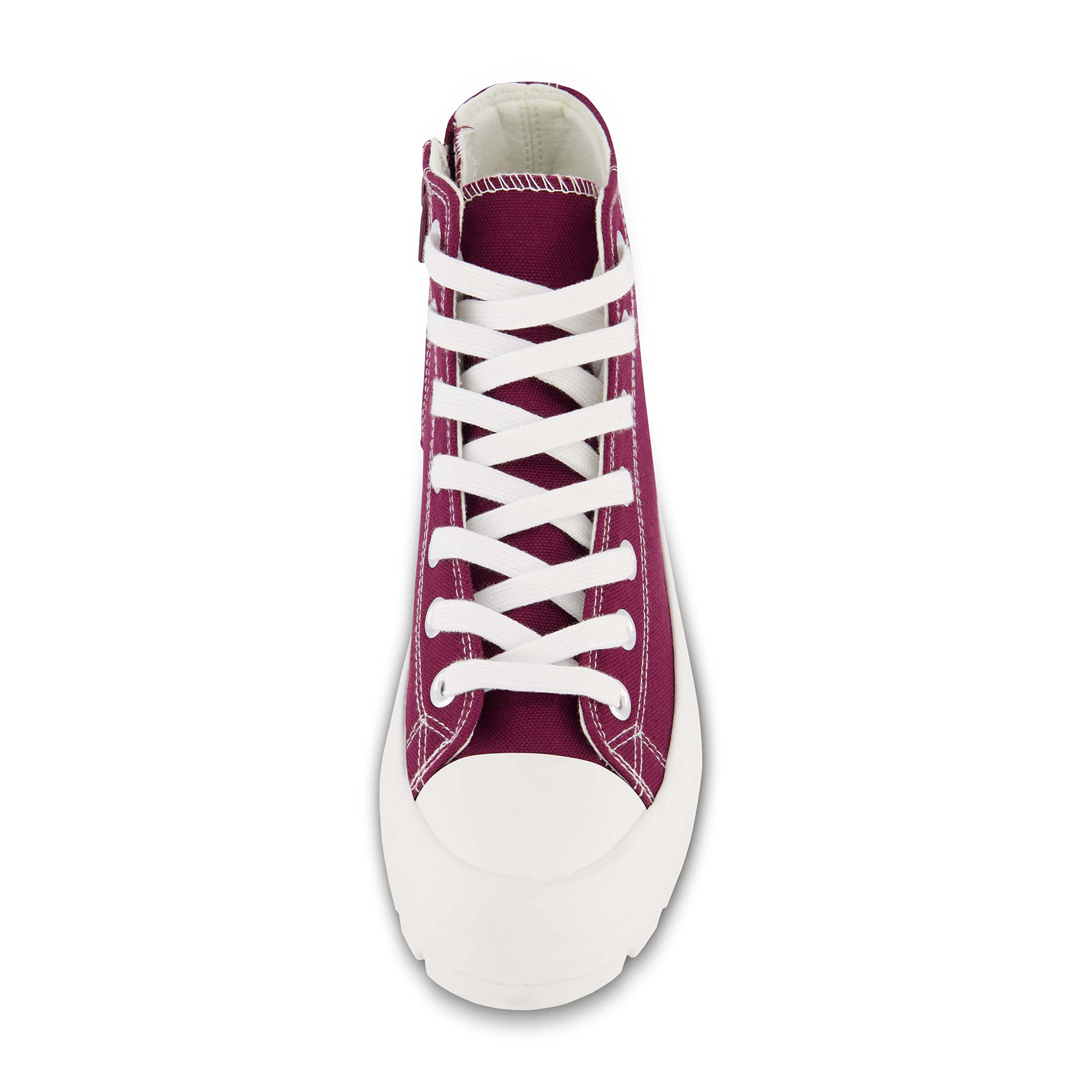 CUSHIONAIRE Women's Vespa high top Canvas Sneaker +Memory Foam and Side Zipper, Burgundy 9