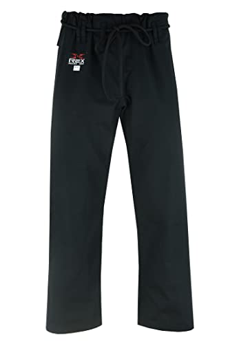 REX Sports Brazilian Jiu Jitsu, for Men and Women BJJ Gi Grappling Kimonos Lightweight White Belt (Black, A1)