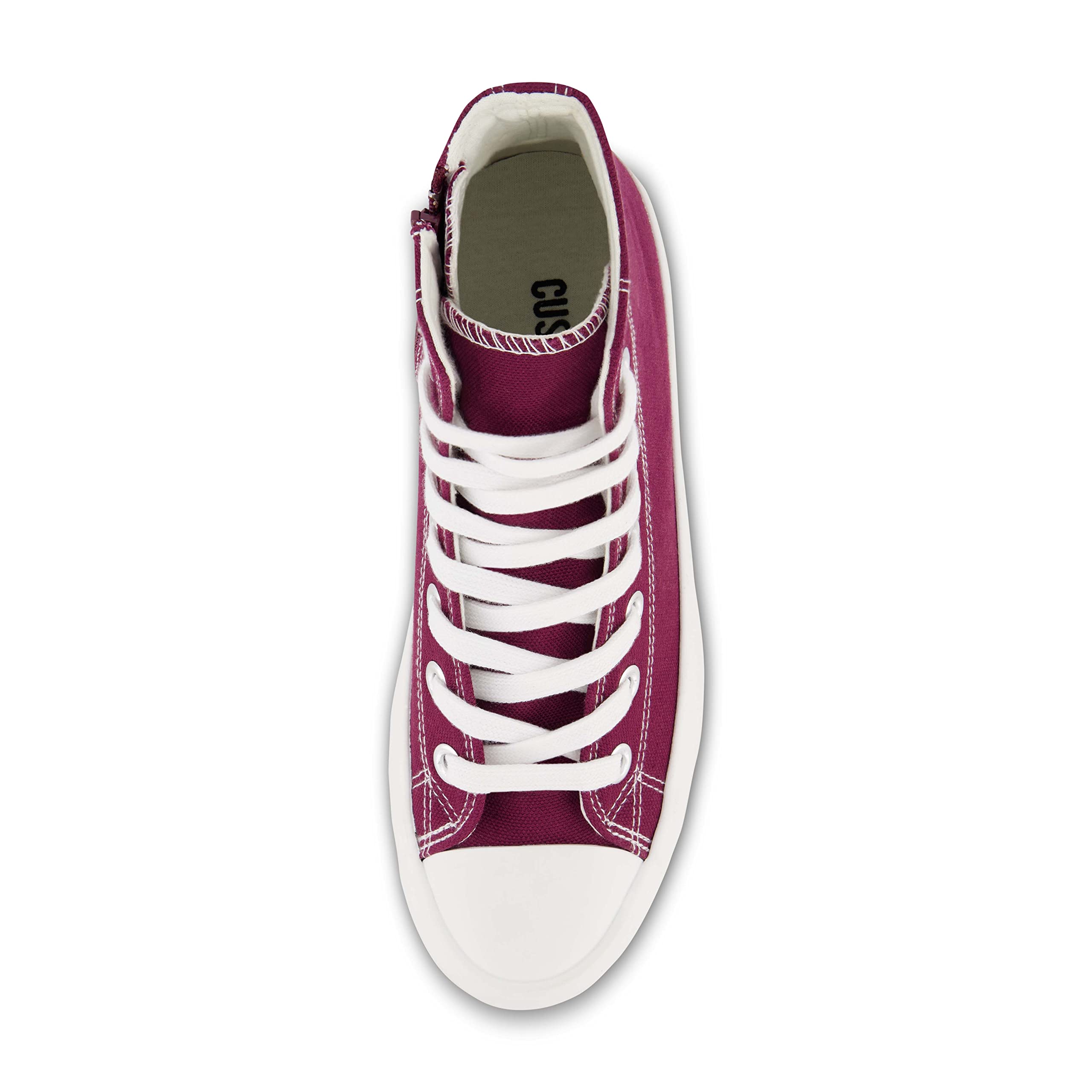 CUSHIONAIRE Women's Vespa high top Canvas Sneaker +Memory Foam and Side Zipper, Burgundy 9