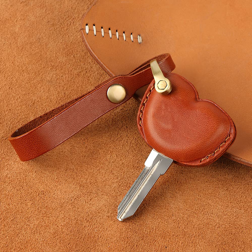 SANRILY Genuine Leather Key Holder for Vespa GTS GTS250 GTS300 Piaggio 3VTE Fly 125 200 300 GTV LXV150 GTV250 Keyless Motorcycle Keychains Holder Brown