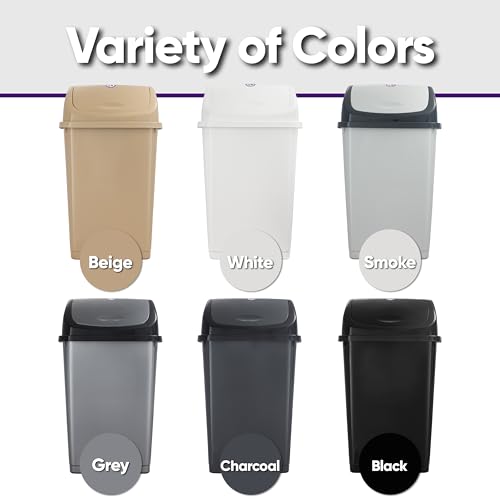 Superio Kitchen Trash Can 13 Gallon with Swing Lid, Plastic Tall Garbage Can Outdoor and Indoor, Large 62 Qt Recycle Bin and Waste Basket for Home, Office, Garage, Patio, Restaraunt (Grey/Black)