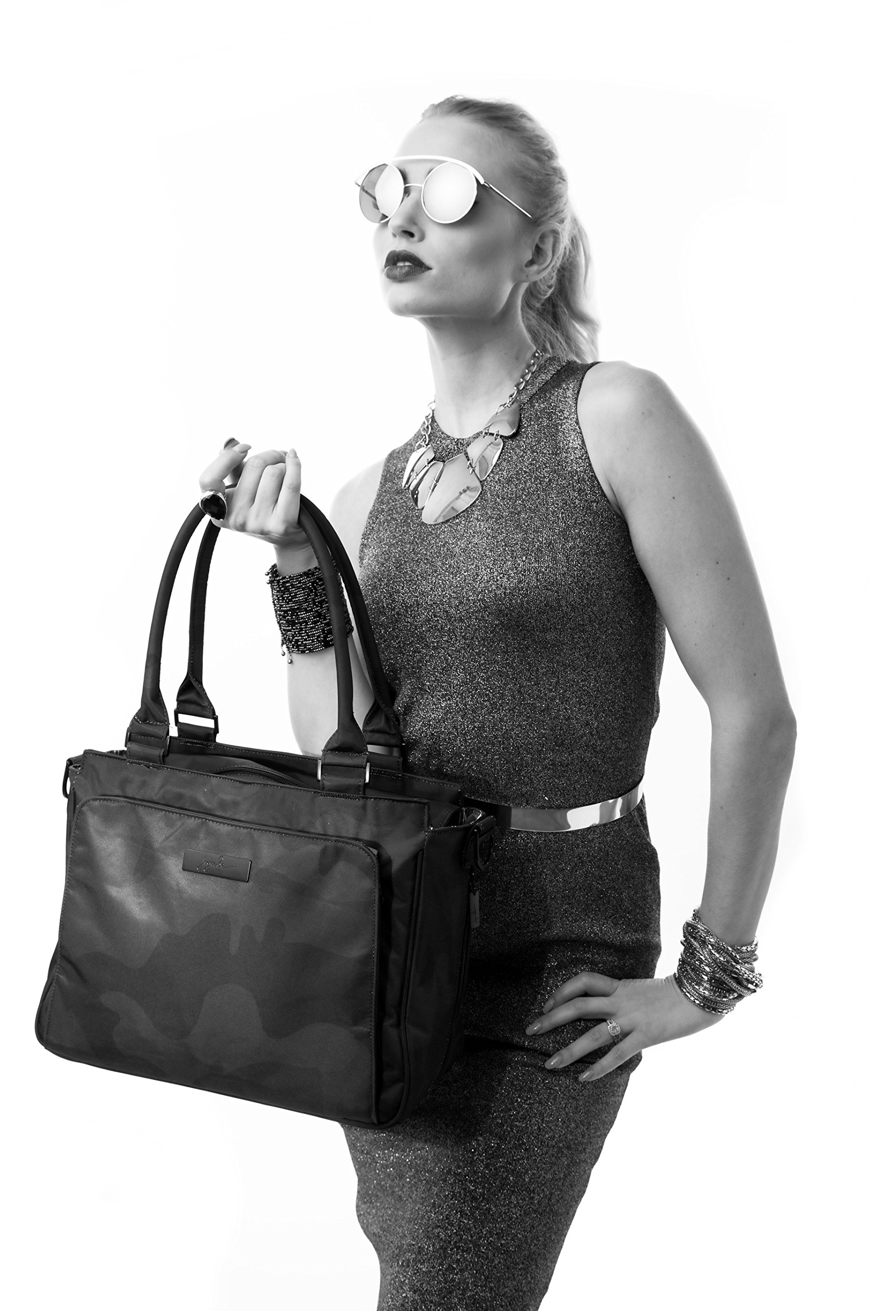 JuJuBe Be Classy Structured Multi-Functional Diaper Bag/Purse, Onyx Collection - Black Ops