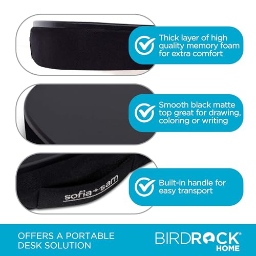 BIRDROCK HOME Oversized Lap Desk with Memory Foam Cushion, Wrist Rest, Portable Tray for Bed, Couch, Sofa, Recliner, Writing, Study, Compact Lapdesk, Ideal for WFH, Matte Black, Fits Laptops Up to 17"