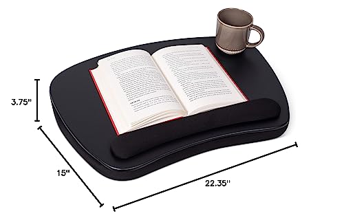 BIRDROCK HOME Oversized Lap Desk with Memory Foam Cushion, Wrist Rest, Portable Tray for Bed, Couch, Sofa, Recliner, Writing, Study, Compact Lapdesk, Ideal for WFH, Matte Black, Fits Laptops Up to 17"