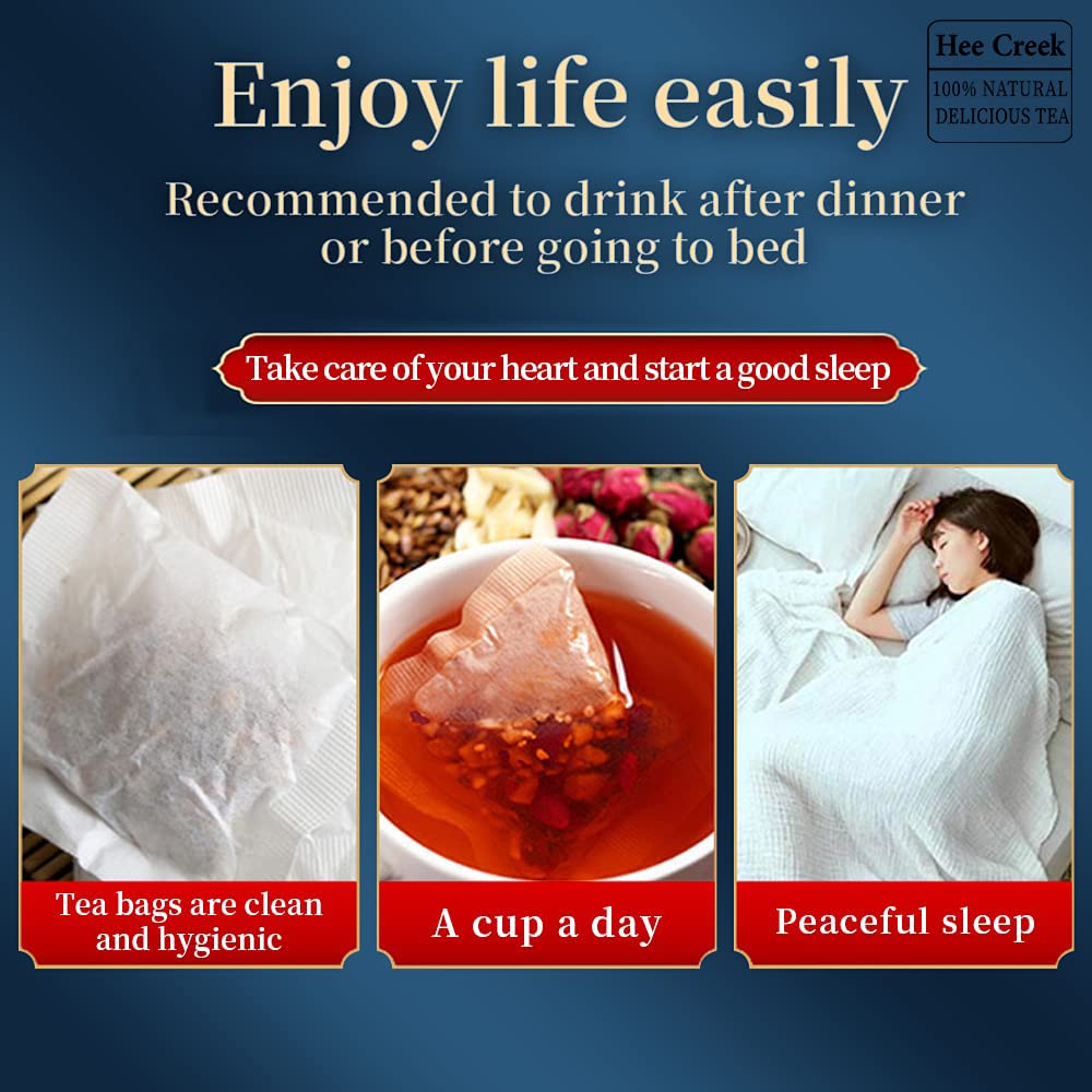 Hee Creek Sour Jujube Kernel Lily and Poria cocos Tea,10.58oz(60 Bags) Sleep Tea, Perfect for Easing into a Soothing Sleep, Poria Cocos, Mulberry,酸枣仁百合茯苓茶 晚安茶