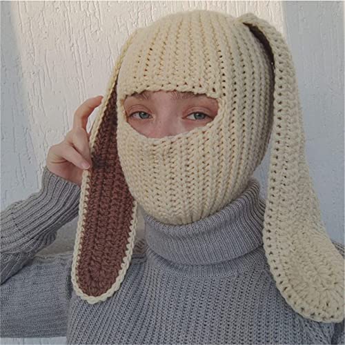 Peiiwdc Hat,Knitted Hat for Children Adult Windproof Foldable Winter Hat Cartoon Ear Shape Keep Warm Windproof Cycling Hat Jujube Red
