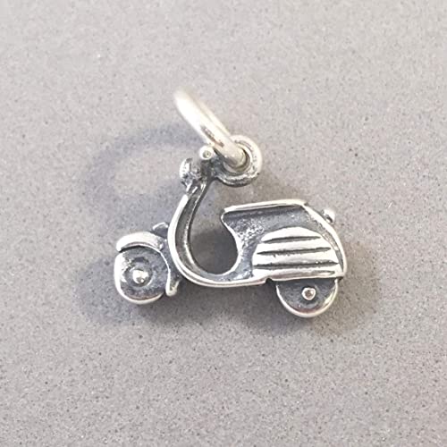 Scooter .925 Sterling Silver 3-D Charm Pendant Motorized Bike Moped Vespa Vehicle New vh17