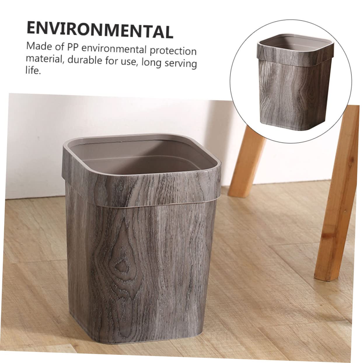 Levemolo Modern Decorative Wooden Trash Can Living Room Bedroom Kitchen Office Wastebasket