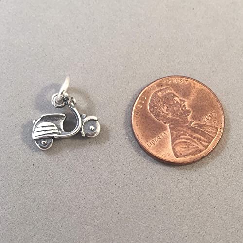 Scooter .925 Sterling Silver 3-D Charm Pendant Motorized Bike Moped Vespa Vehicle New vh17