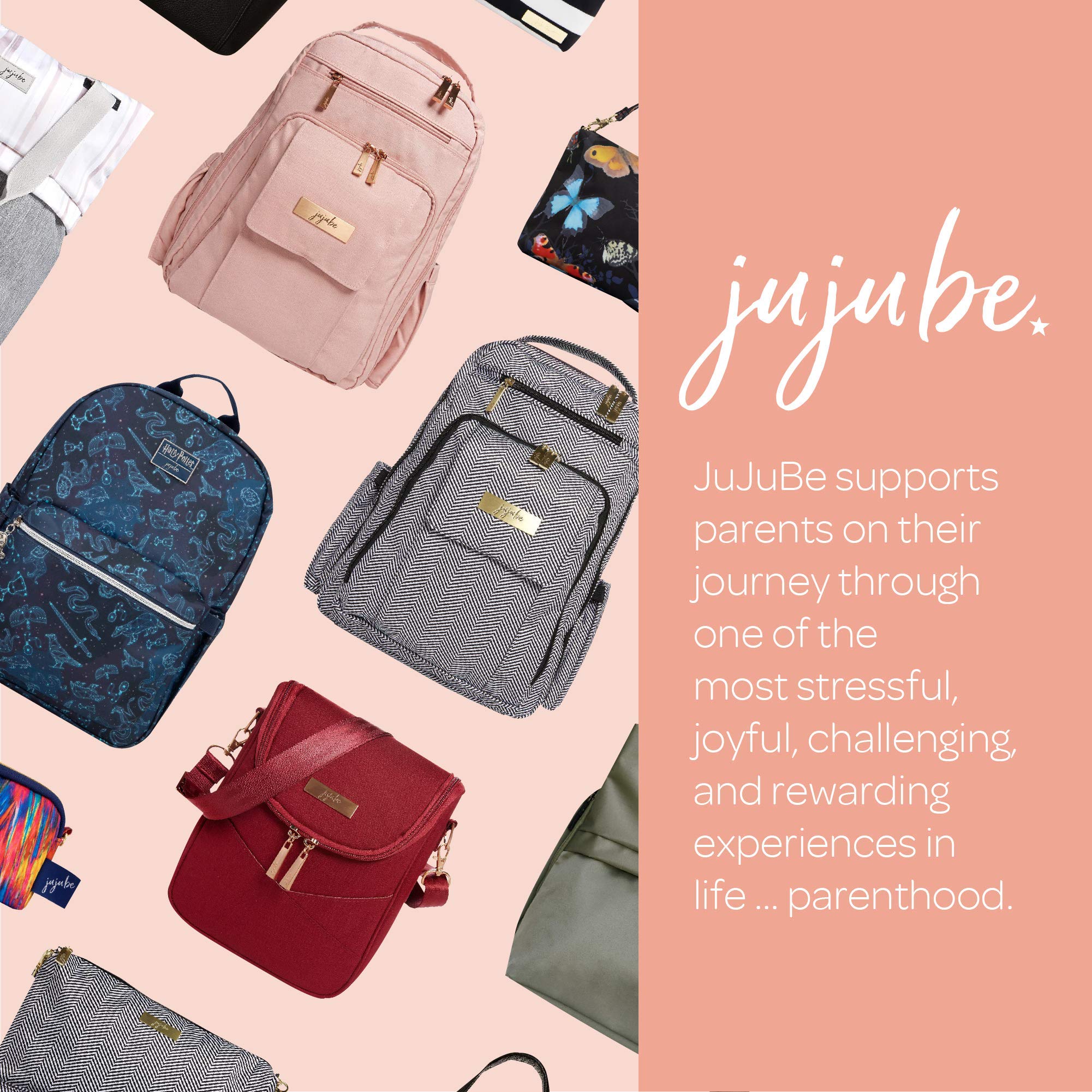 JuJuBe Be Right Back Unisex Travel Backpack, Diaper Bag with Memory Foam Changing Pad, Be Fashionably Organized Anywhere
