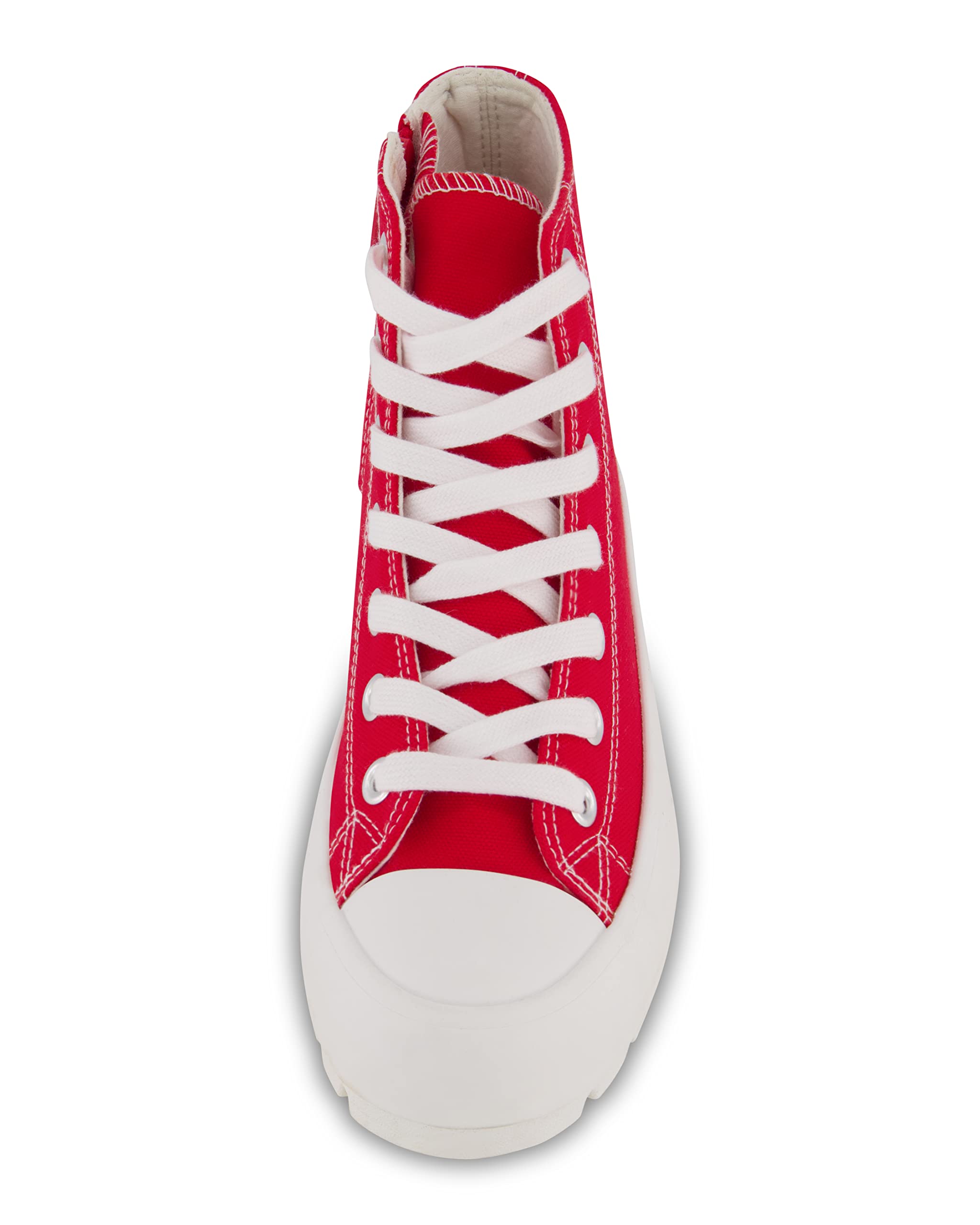 CUSHIONAIRE Women's Vespa high top Canvas Sneaker +Memory Foam and Side Zipper, Red 10 W