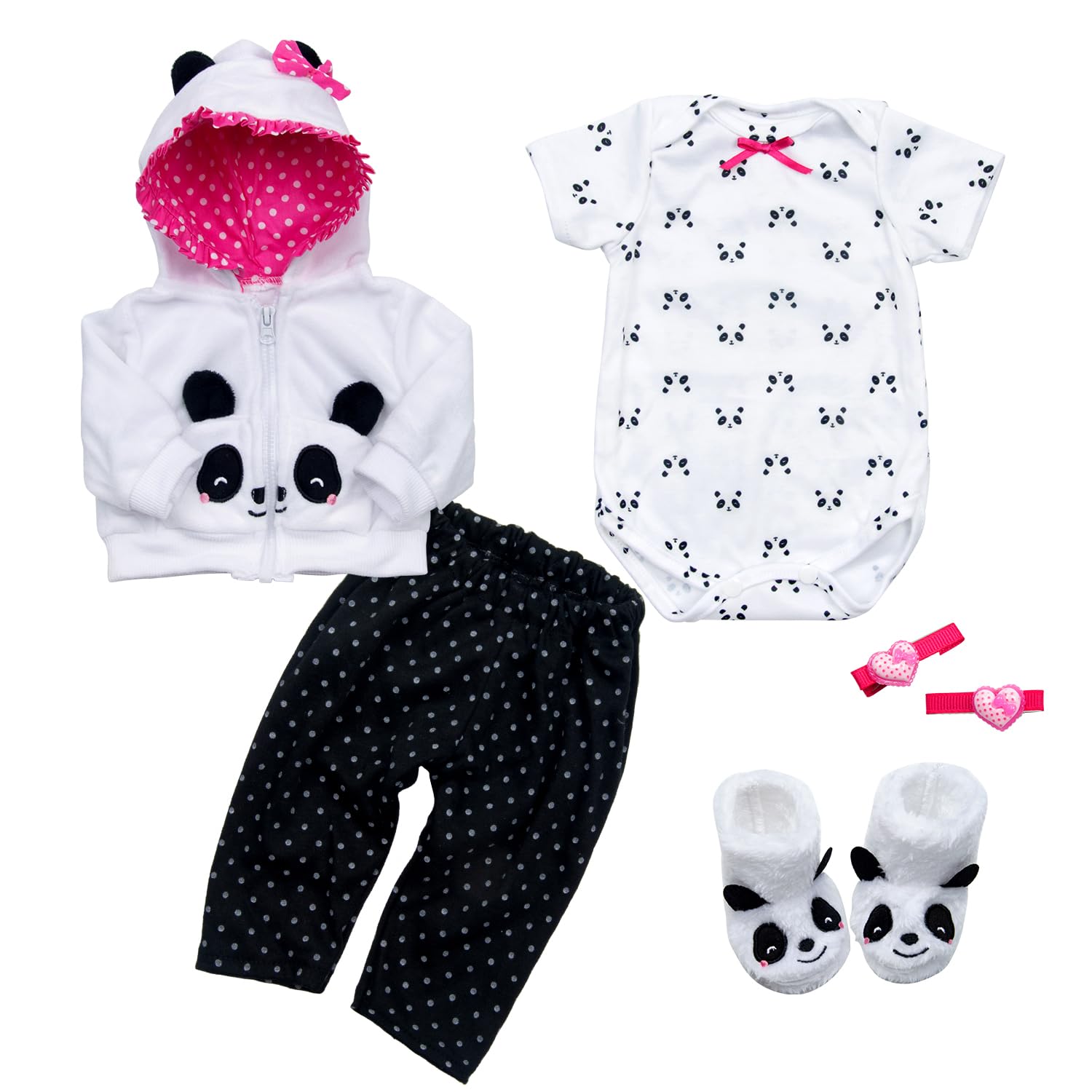 Reborn Baby Doll Clothes for 17-19 inch Reborn Dolls Cute Panda Baby Doll Outfits Set 4 Pieces of Pack