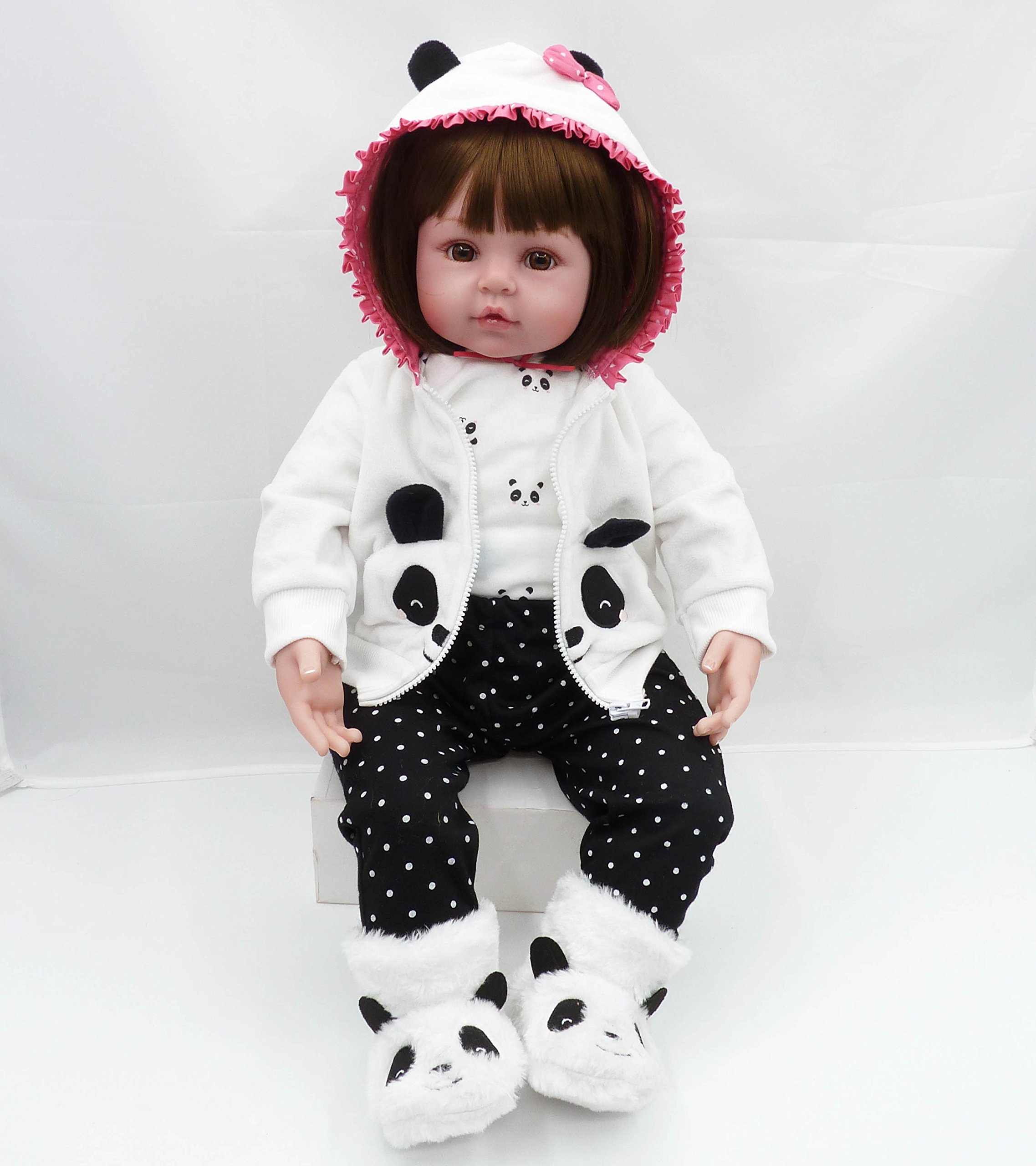 Reborn Baby Doll Clothes for 17-19 inch Reborn Dolls Cute Panda Baby Doll Outfits Set 4 Pieces of Pack