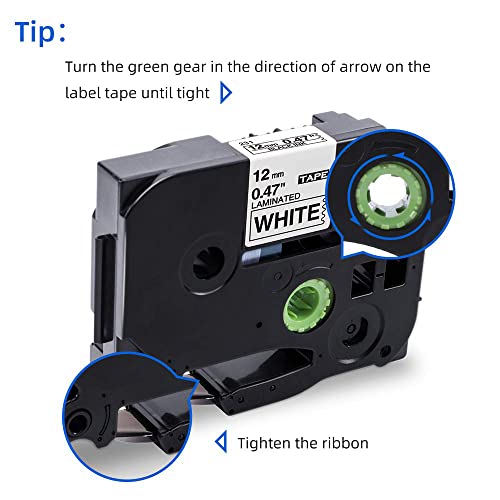 MarkDomain Compatible Label Tape Replacement for Brother P Touch Tze-131 Tze-231 Tze-335 Label Tape 12mm 0.47" (Black on Clear/White&White on Black) for P Touch PT-D210 Label Maker, Laminated, 3-Pack