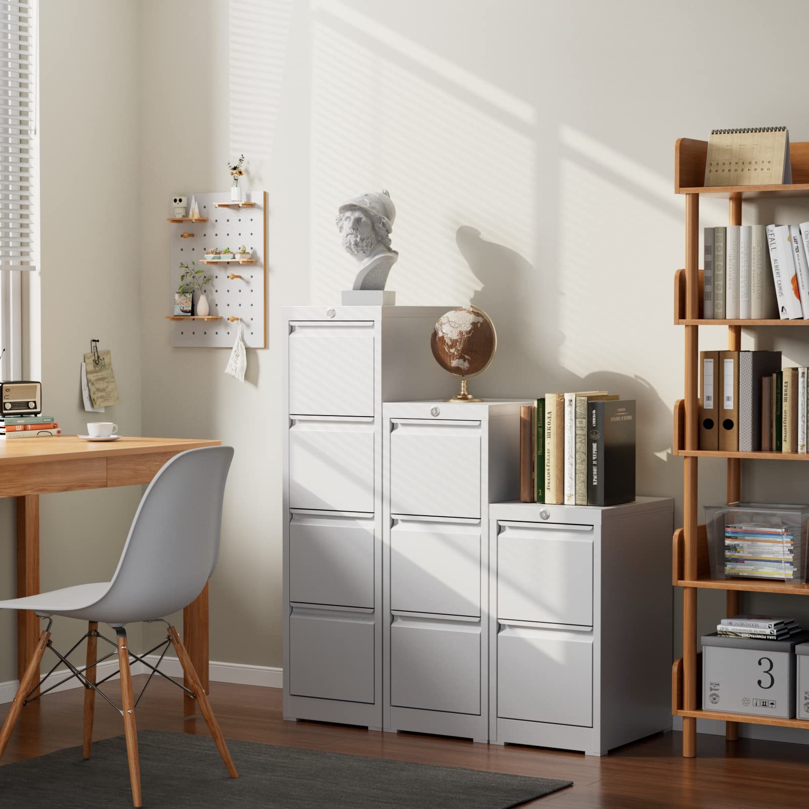 Aobabo 2 Drawer Vertical File Cabinet,Metal Office Files Storage Cabinet with Lock,Filing Cabinets for A4 Letter/Legal Size,14.96" W x 17.72" D x 28.3" H,White,Assembly Required………