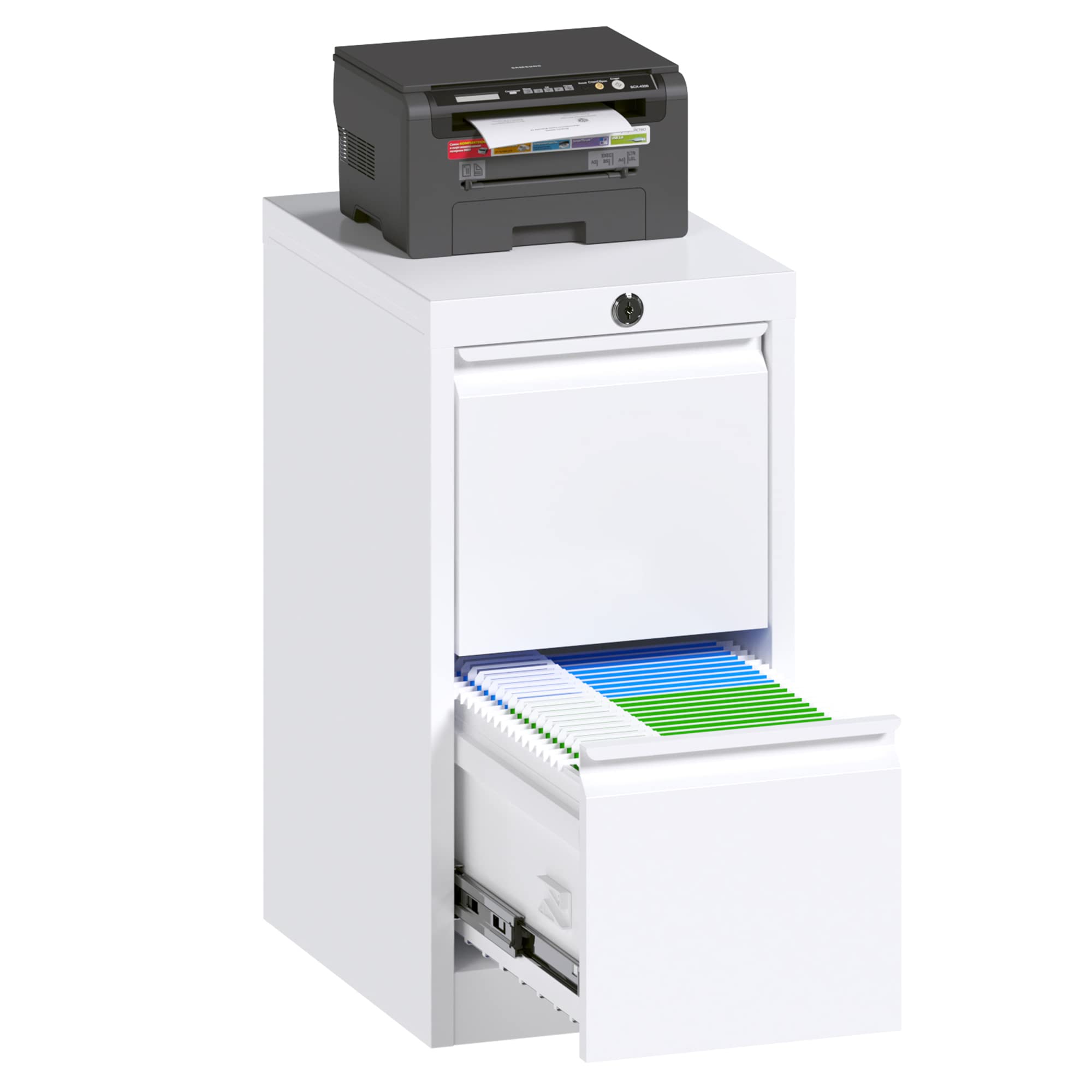 Aobabo 2 Drawer Vertical File Cabinet,Metal Office Files Storage Cabinet with Lock,Filing Cabinets for A4 Letter/Legal Size,14.96" W x 17.72" D x 28.3" H,White,Assembly Required………