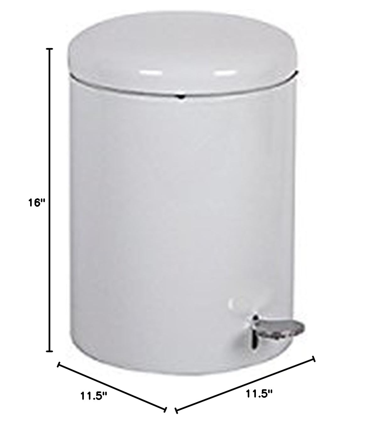 WITT 2240WH Step On Metal Biohazard Waste Container, 4gal Capacity, 11-1/2" Diameter x 16" Height, White