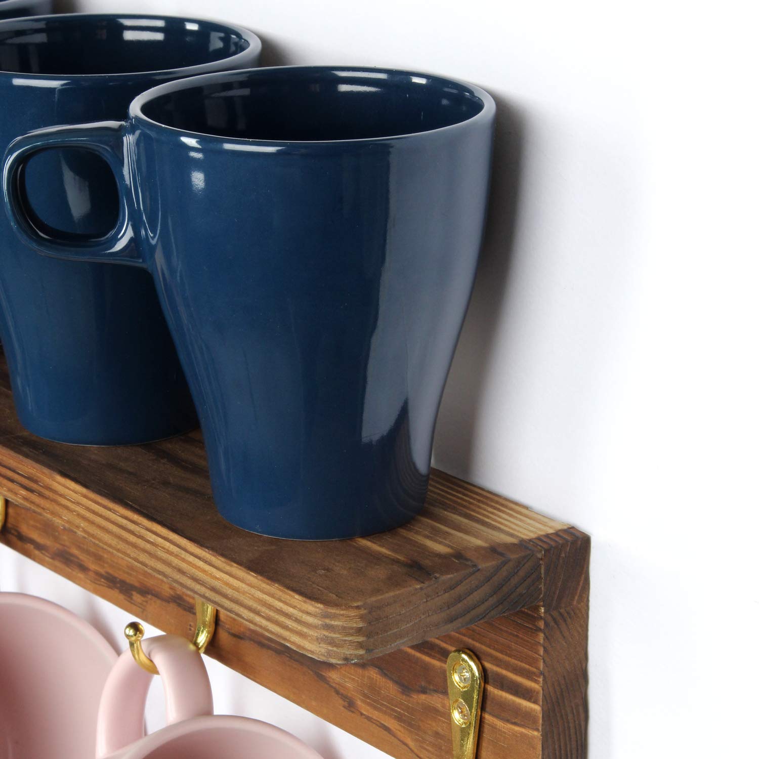 JACKCUBE Design Coffee Mug Rack Holder Wall Mount for 20 Coffee Tea Cup Storage Hanger Organizer Shelf with Coffee Sign for Home Kitchen Cafe Bar Decor - MK737B