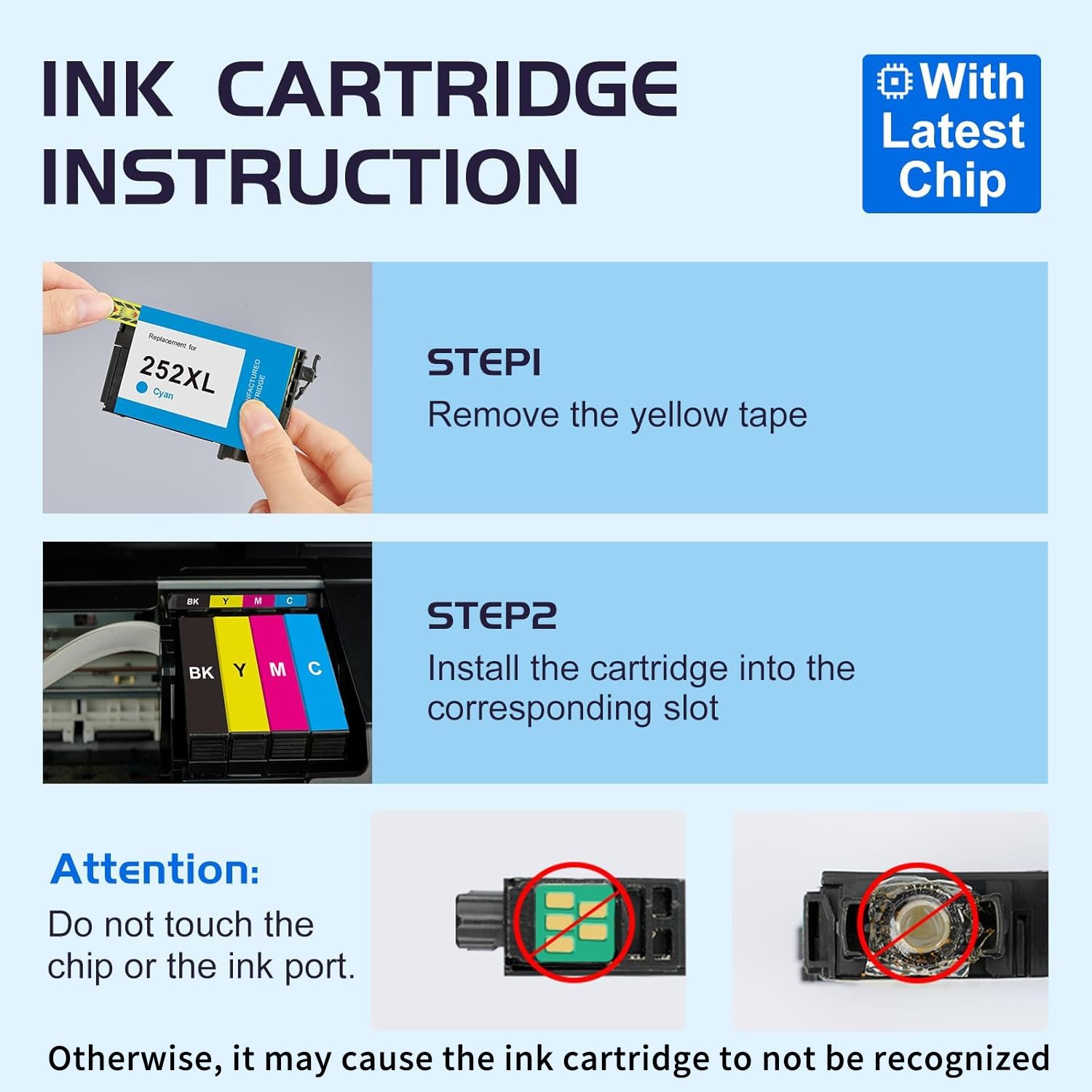 ZIPRINT Remanufactured Ink Cartridge Replacement for Epson 252XL 252 Ink for Epson Workforce WF-7720 WF-7710 WF-3640 WF-3630 WF-3620 WF-7620 WF-7610 WF-7110 Printer (252XL Black, 2-Pack)