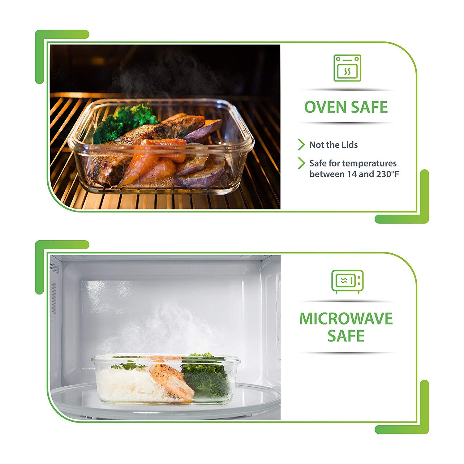 [5-pack, 30oz] Glass Container Food Storage Containers with Lids - Leak Proof Meal Prep Container Glass Lunch Containers - Freezer Containers Microwave Oven Dishwasher Safe
