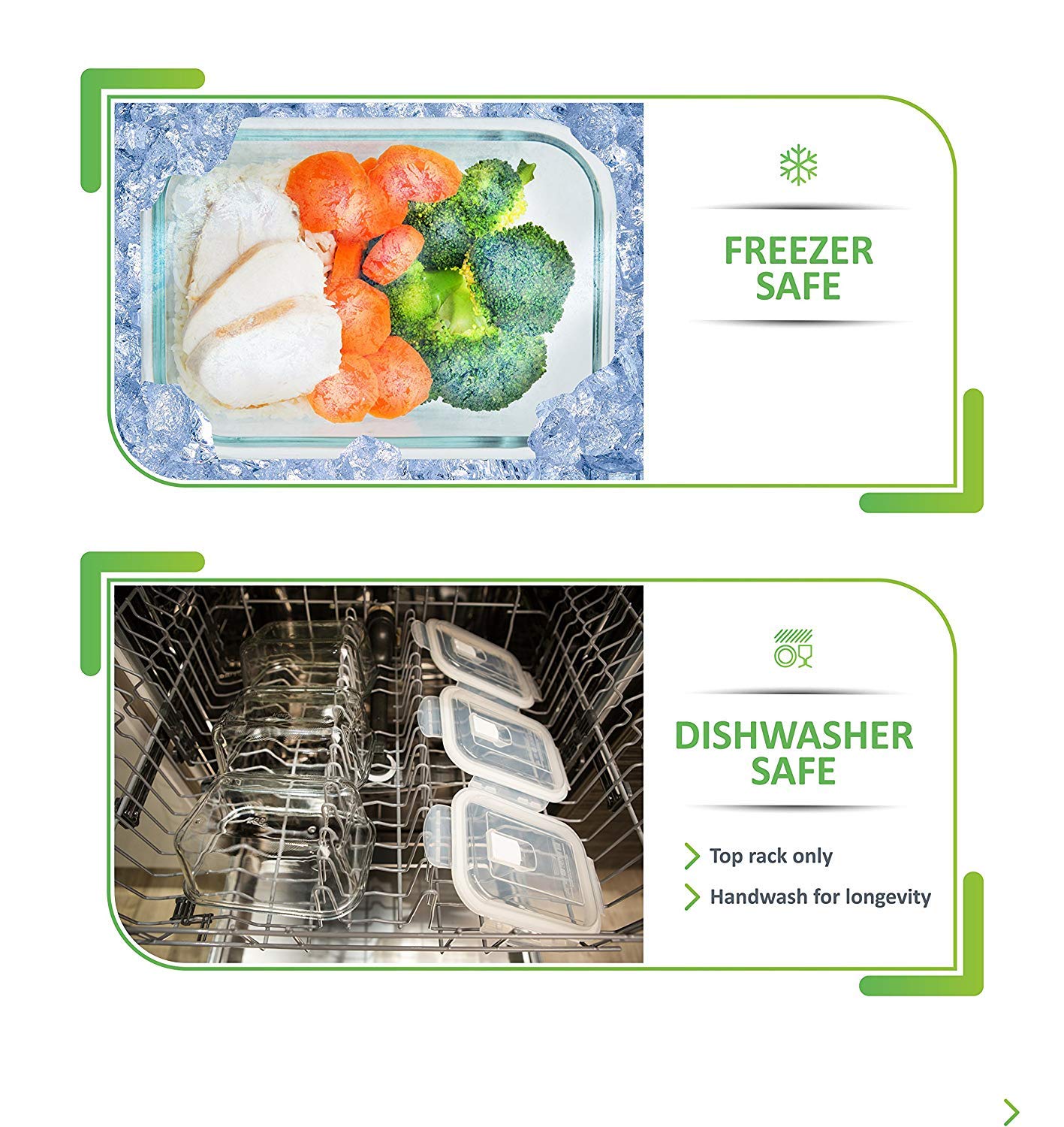 [5-pack, 30oz] Glass Container Food Storage Containers with Lids - Leak Proof Meal Prep Container Glass Lunch Containers - Freezer Containers Microwave Oven Dishwasher Safe