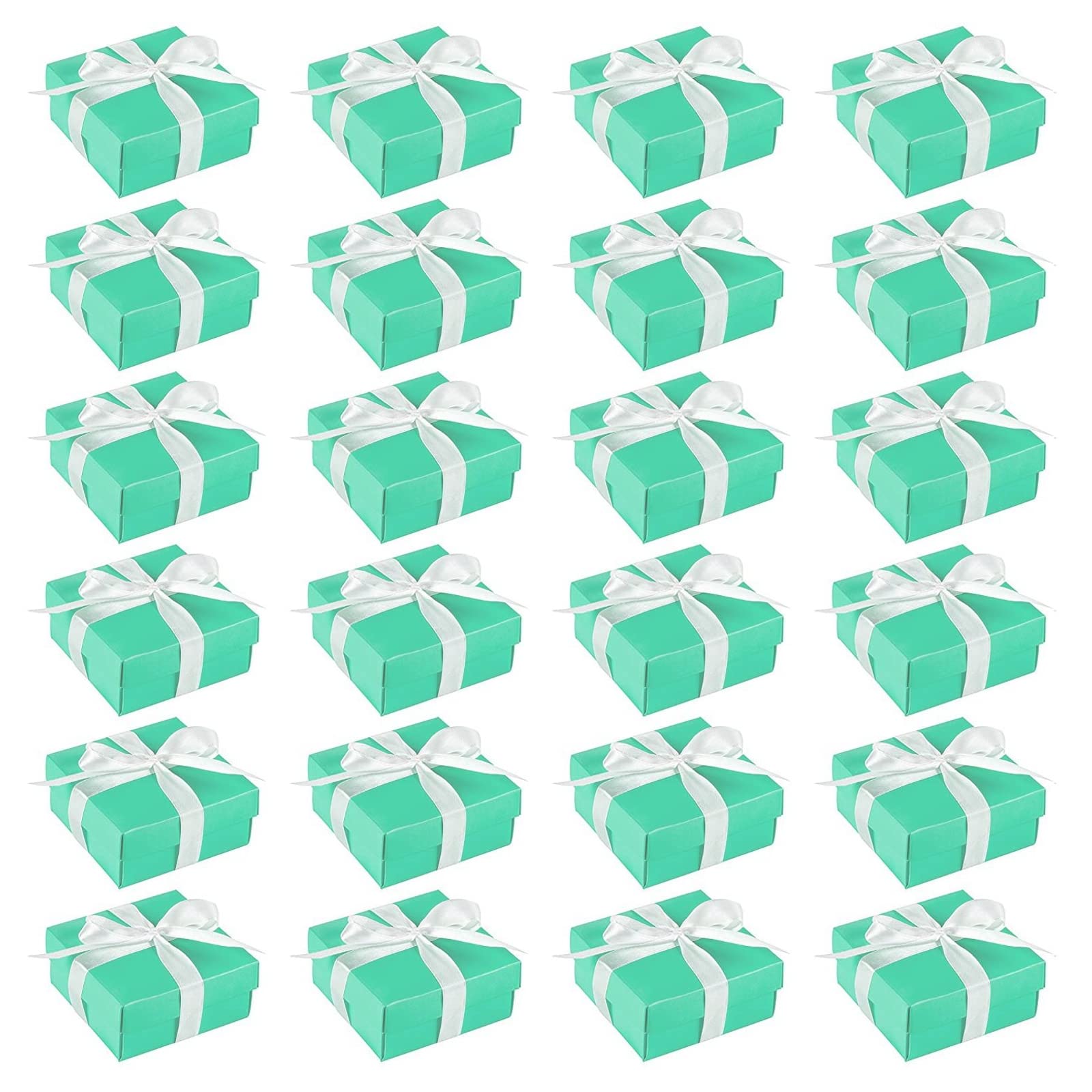 BLUE PANDA 24 Pack Party Favor Boxes, Small Turquoise Candy Treat Gift Box for Bridal Shower Engagement Birthday Wedding