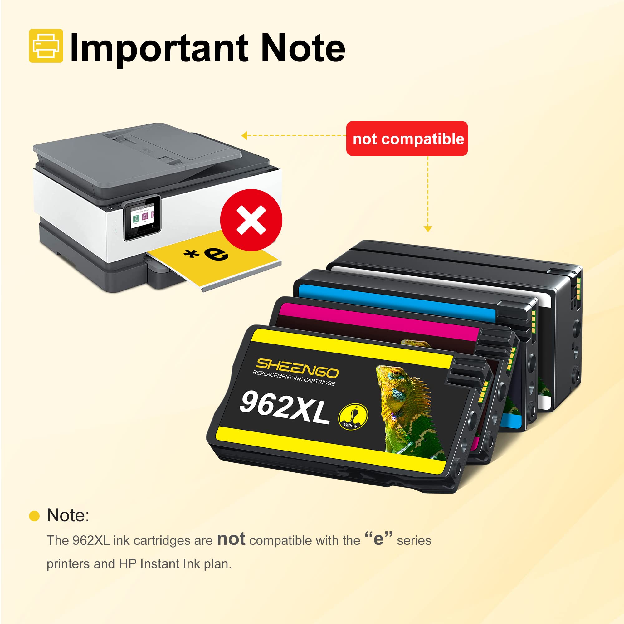 SHEENGO Remanufactured Ink Cartridges Replacement for HP 962XL for OfficeJet Pro 9015 9015e 9010 9025 9025e 9020 9018 9012 9028 Black, 2-Pack