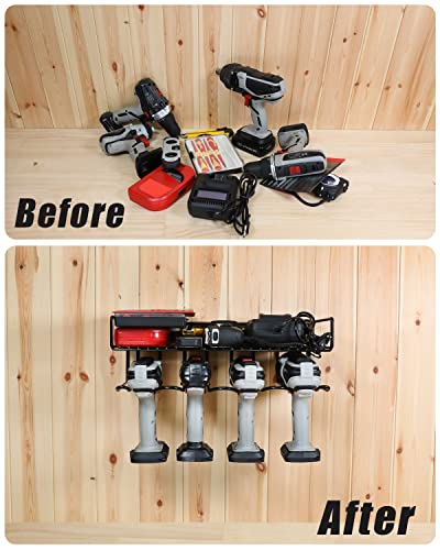 WellMall Tool Storage Organizer Holder - Wall Mount Style for Power Tool Drill as Heavy Duty Tool Shelf & Tool Rack with Compact Design, Great as Tool Box Organizers and Storage