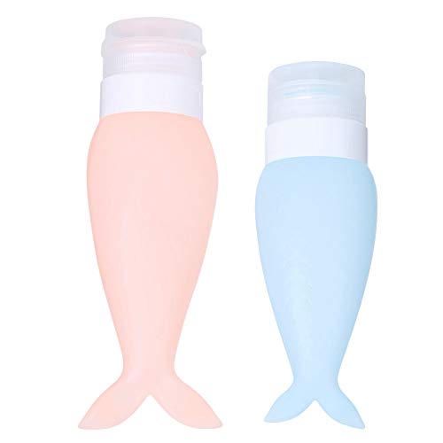 VTOSEN 2Pcs Portable Silicone Travel Squeeze Bottle Set, Leakproof Shampoo and Conditioner Containers, Body Wash Container