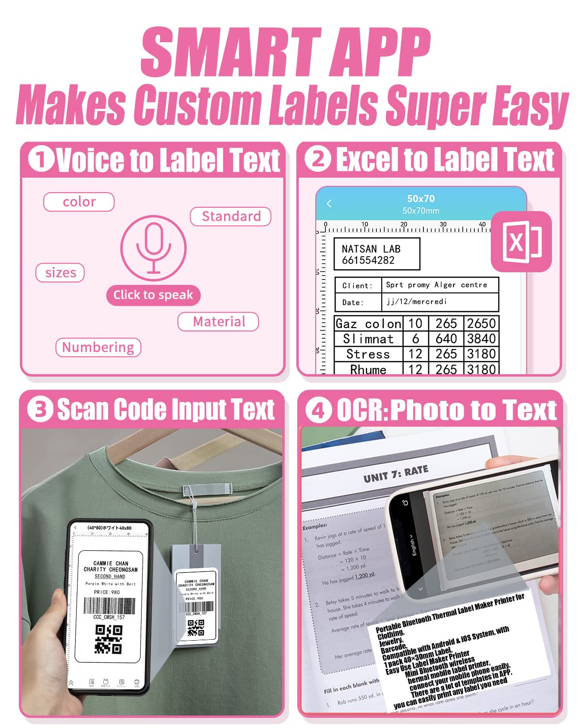 Memoking Label Makers Machine with Tape for Home & Office Organization and Storage - 3" Wireless Label Printer for Office Supplies Labels - Mini Sticker Maker - M200 Bluetooth Label Maker for Phone&PC