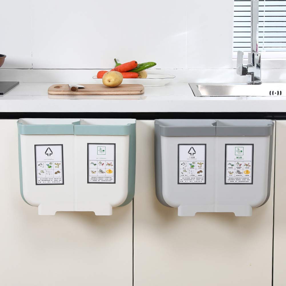 Folding Hanging Trash Can, Collapsible Garbage Bin for Car/Bedroom/Bathroom/Camp, Plastic,Foldable Trash Bin