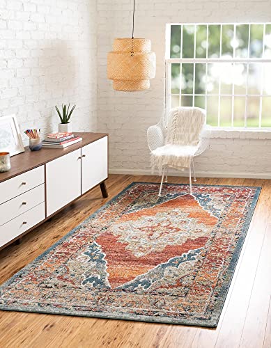 Unique Loom Isabella Collection Area Rug - Rossellini (9' x 12' Rectangle, Rust Red/Beige)
