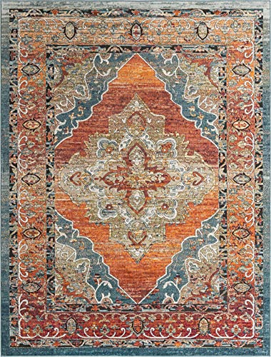 Unique Loom Isabella Collection Area Rug - Rossellini (9' x 12' Rectangle, Rust Red/Beige)