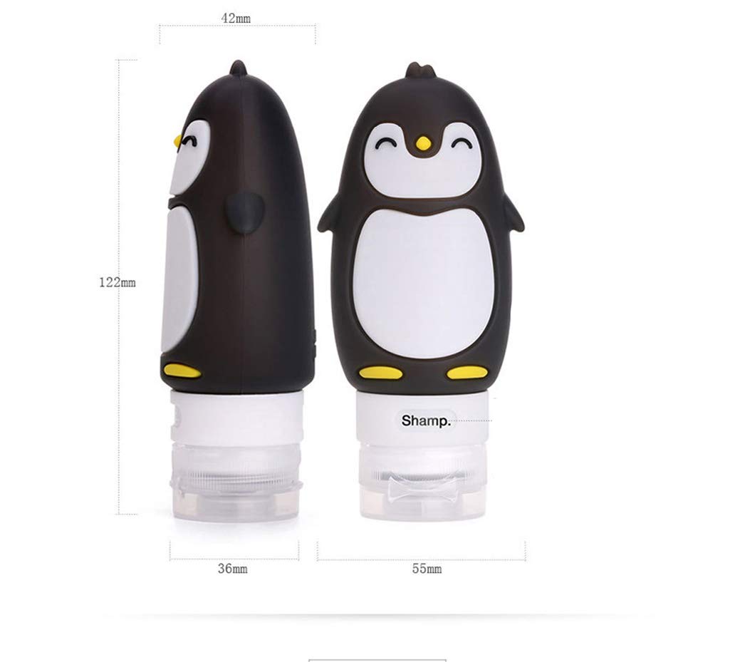 Heicat Travel Bottles Set for Liquids, TSA Approved Leak Proof Silicone Cosmetic Travel Containers, for Shampoo, Conditioner, Lotion, Toiletries 3OZ (Penguin)