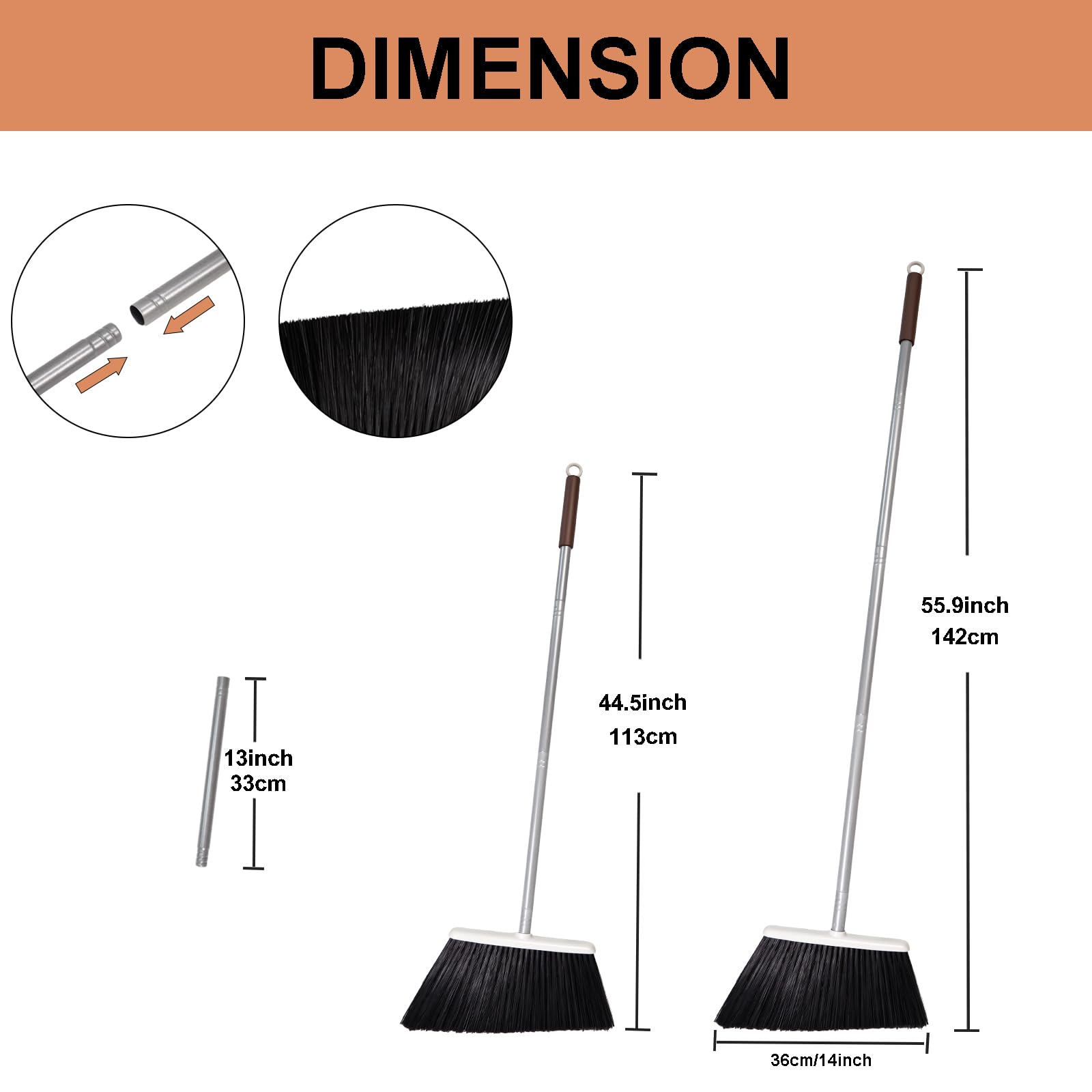Jekayla Heavy Duty Broom, 56-Inch Long Handle, Perfect for Outdoor and Indoor Use