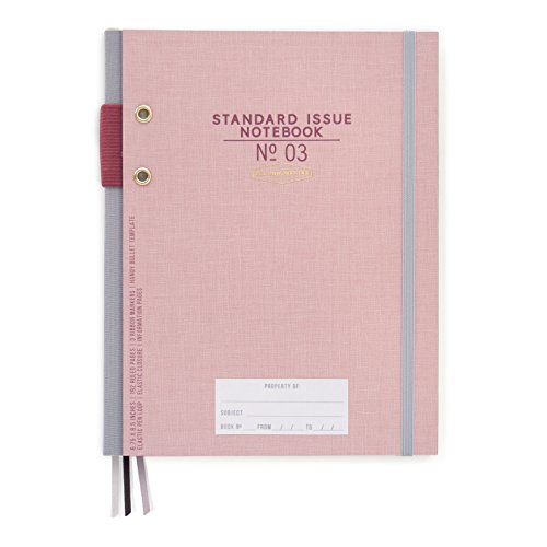 DesignWorks Ink Standard Issue Pink Planner Notebook No. 3 Journal with Lined Pages, Elastic Closure, Pen Holder, and 3 Ribbon Marker for Work, Writing, Journaling, 6.75" x 8.5"