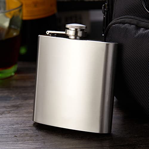 Hillside-Kit Hip Flask Pocket Alcohol Dranking Flask 6 OZ Stainless Steel Leak proof with Funnel Flask set (Silver)