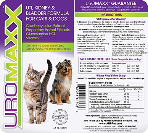 UroMAXX Urinary Tract, Kidney & Bladder Formula for Cats and Dogs, 6 oz Bottle. Premium Pack