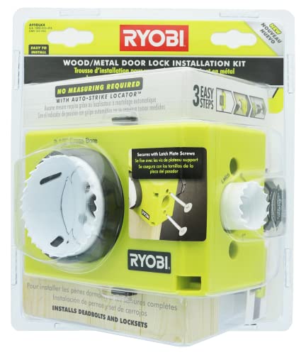 Ryobi A99HT2 Door Hinge Installation Kit/Mortiser Template Bundled with Ryobi A99DLK4 Wood and Metal Door Lock Installation Kit for Installing Deadbolts and Locksets