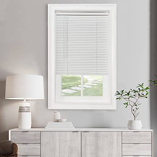 Cordless Light Filtering Mini Blind - 48 Inch Length, 72 Inch Height, 1" Slat Size - Pearl White - Cordless GII Morningstar Horizontal Windows Blinds for Interior by Achim Home Decor