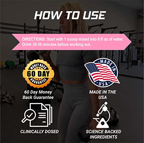 Pre Workout for Women - Raspberry Lemonade - Energy for Working Out - High Endurance - Best Pre Workout for Girls 25 Servings (Raspberry Lemonade)