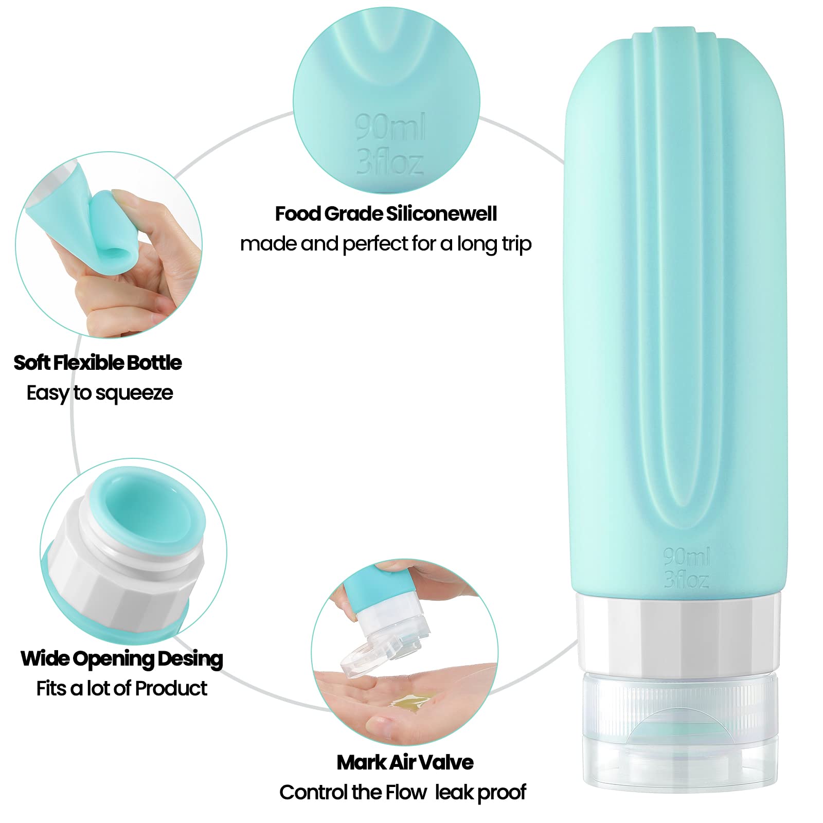 Moohemoo 19 Pack Travel Bottles Set for Toiletries, TSA Approved Travel Size Containers, 3oz BPA Free Leak Proof Silicone Squeezable Travel Accessories, Refillable for Shampoo Conditioner Lotion Soap