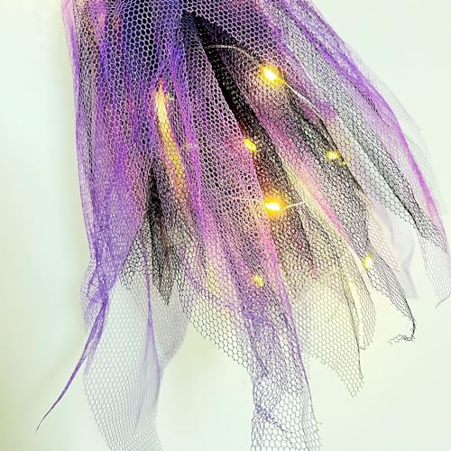 Halloween Witch Broom, LED Lighted Witch Broomstick, Glow in The Dark Witch Broom, Halloween Party Costume Decoration Cosplay Props for Halloween Costume Decoration (3 Pack)