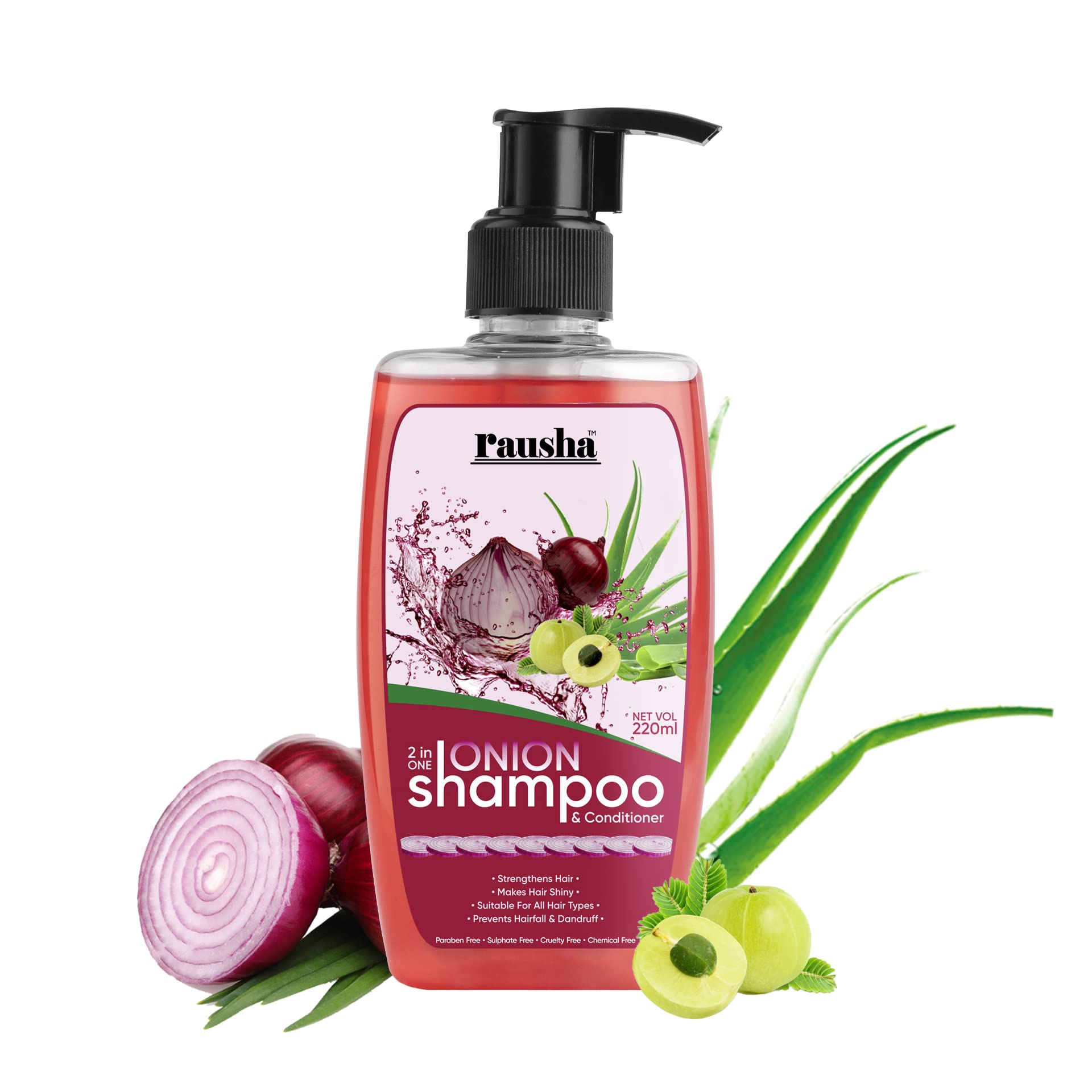 RAUSHA 2 in 1 Onion Shampoo & Conditioner for Hair Growth and Hair Fall | Pack of 1
